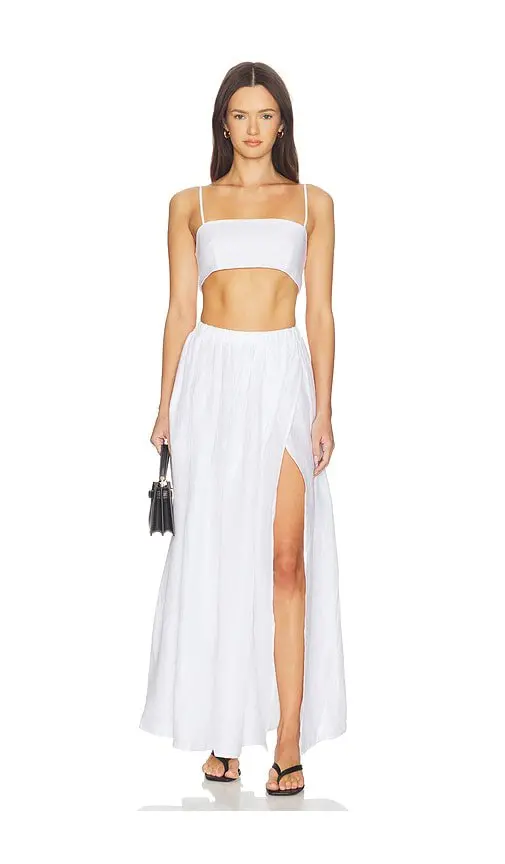 Susana Monaco Solid Linen Tie Back Top