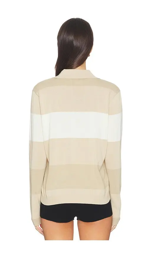 KHALHON Coastal Stripe Knit Polo Top
