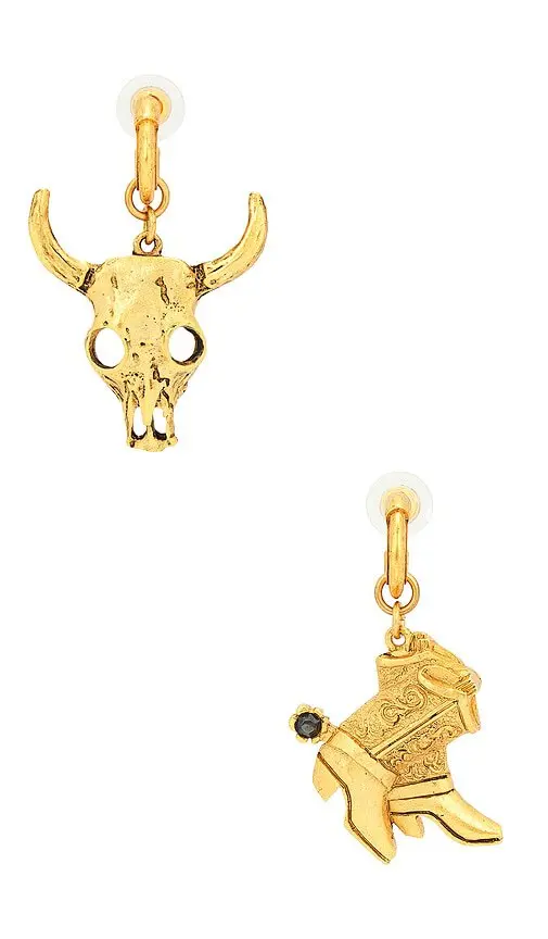 ELIZABETH COLE Rowdy Asymmetrical Hoop Earrings - Metallic Gold