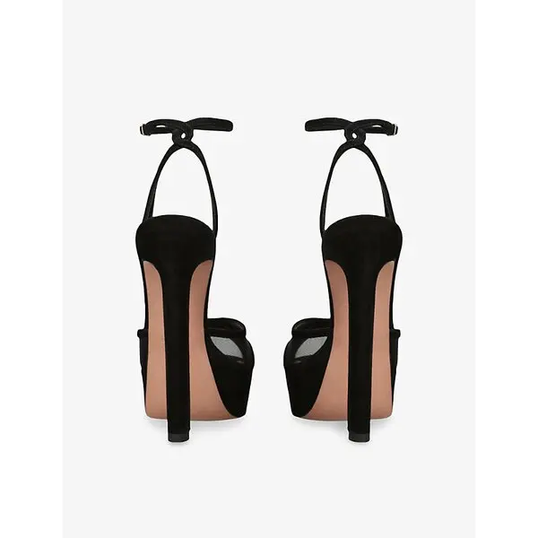 AQUAZZURA Divine Plateau 130 Mesh Heeled Sandals - Black
