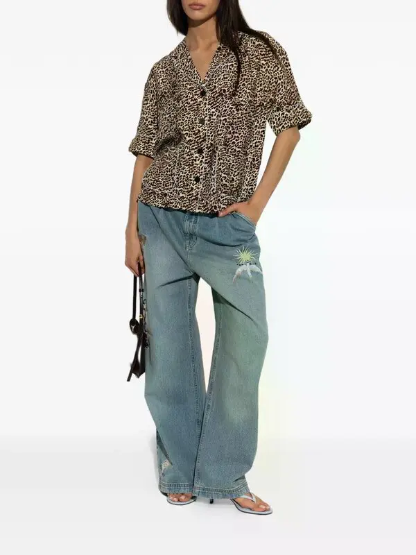 Munthe Brali Embroidered Wide-leg Jeans