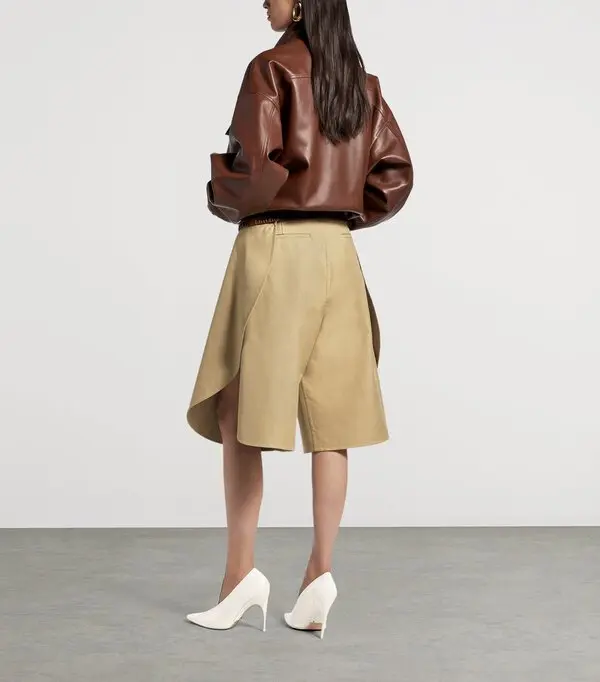 Balenciaga Oversized Cropped Leather Jacket - Blue