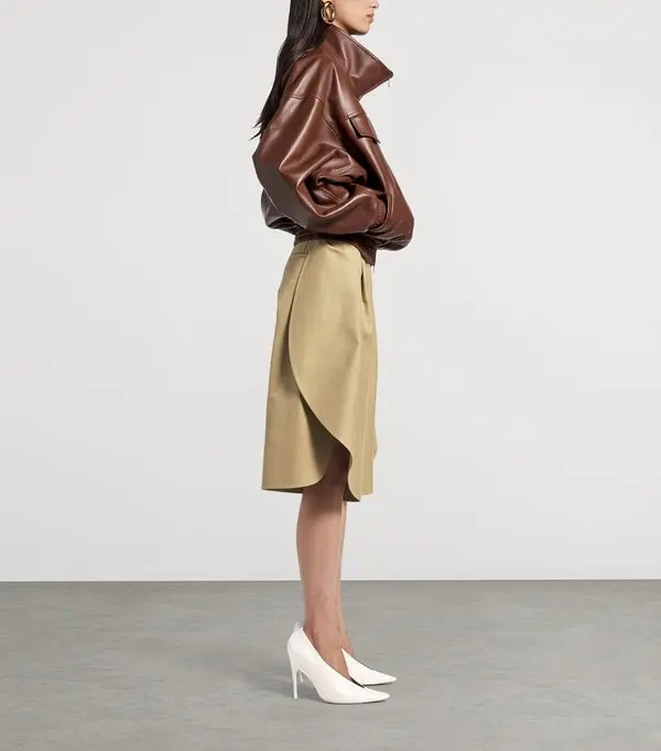 Balenciaga Oversized Cropped Leather Jacket - Blue