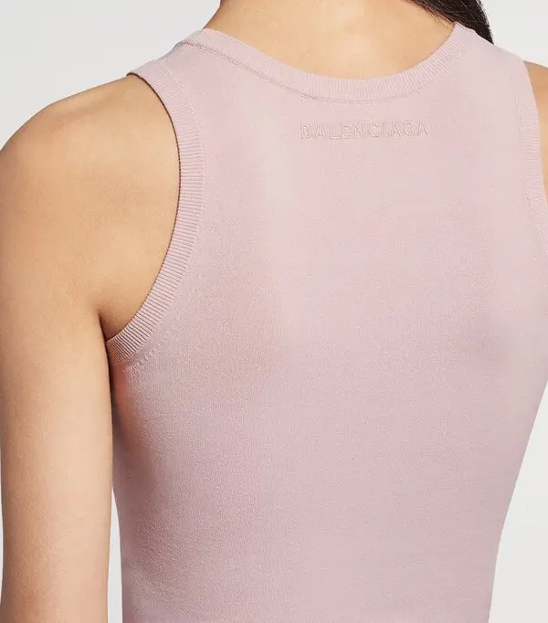 Balenciaga Ribbed Logo Tank Top - Blue