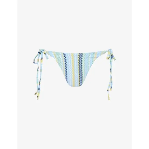 Monday Swimwear Palma Bikini Bottom - Sardinia Stripe Azure