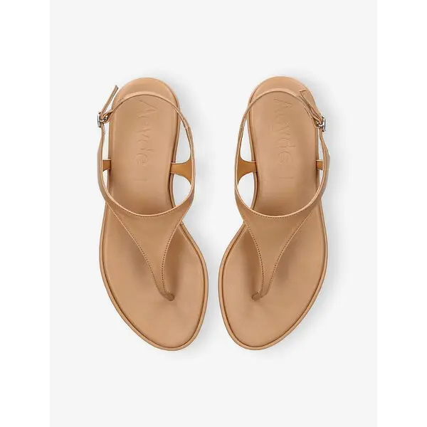 AeydĒ Raine Leather Thong Sandals - Mid Brown
