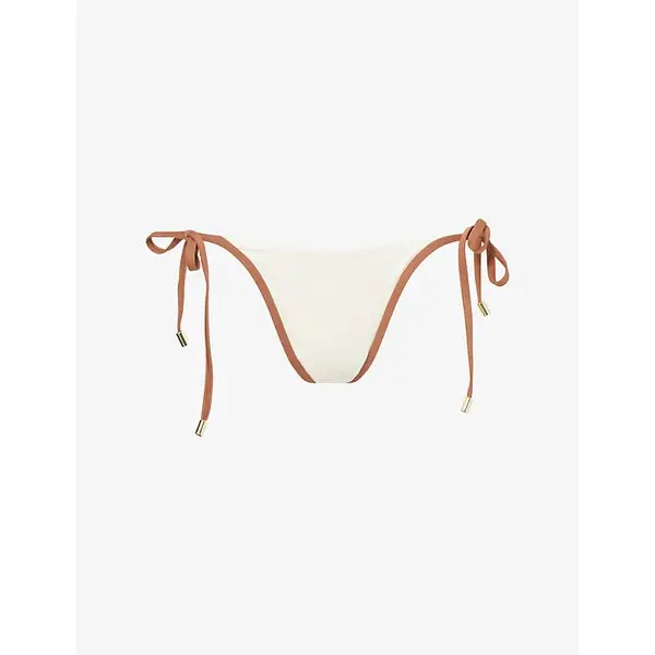 Monday Swimwear Palma Thong Bikini Bottoms - Ivory/caramel