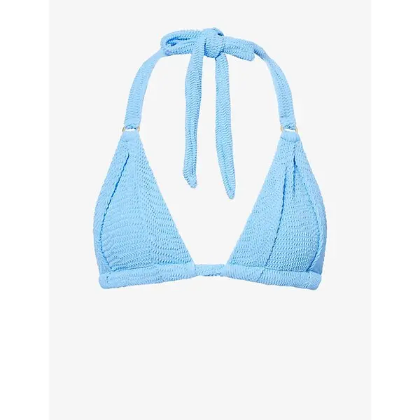 Monday Swimwear Morocco Crinkle Triangle-cup Bikini Top - Azure Crinkle