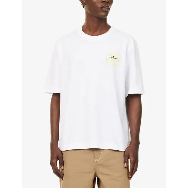 AMI Paris Cotton-jersey T-shirt With Graphic Text Print - Blanc