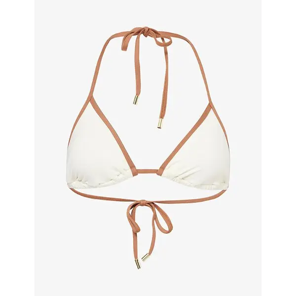 Monday Swimwear Palma Triangle Bikini Top - Ivory/caramel