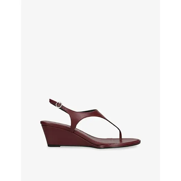 AeydĒ Roose Leather Wedge Sandals - Wine