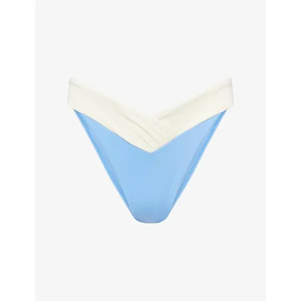 Monday Swimwear Marseille Cross-waistband Bikini Bottoms - Azure/ivory