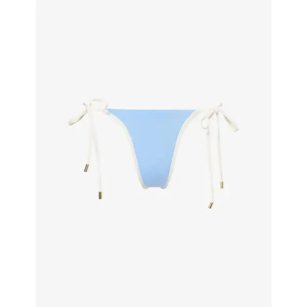 Monday Swimwear Palma Thong Bikini Bottoms - Azure/ivory