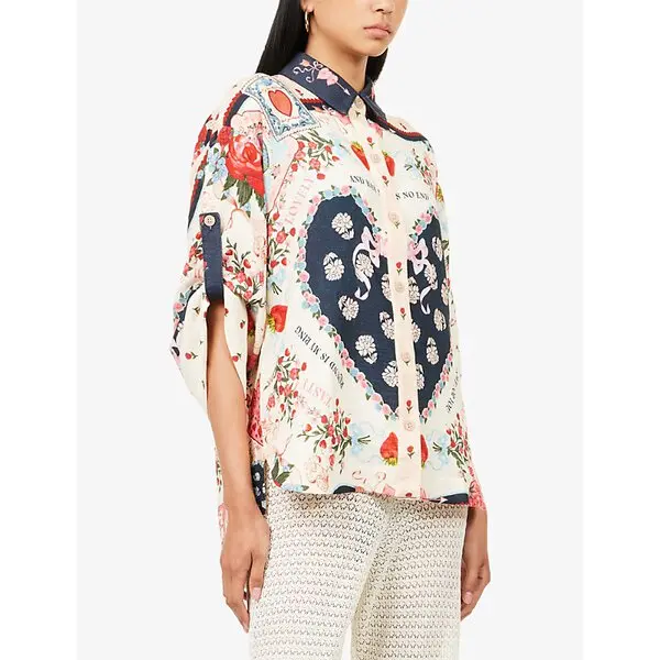 Agua Bendita Chrissy Cherish Mix-print Cotton Shirt