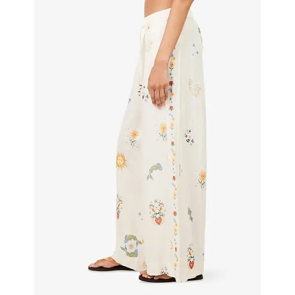 Agua Bendita Graphic Print Cotton Trousers