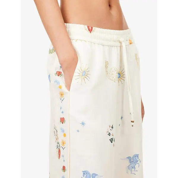 Agua Bendita Graphic Print Cotton Trousers