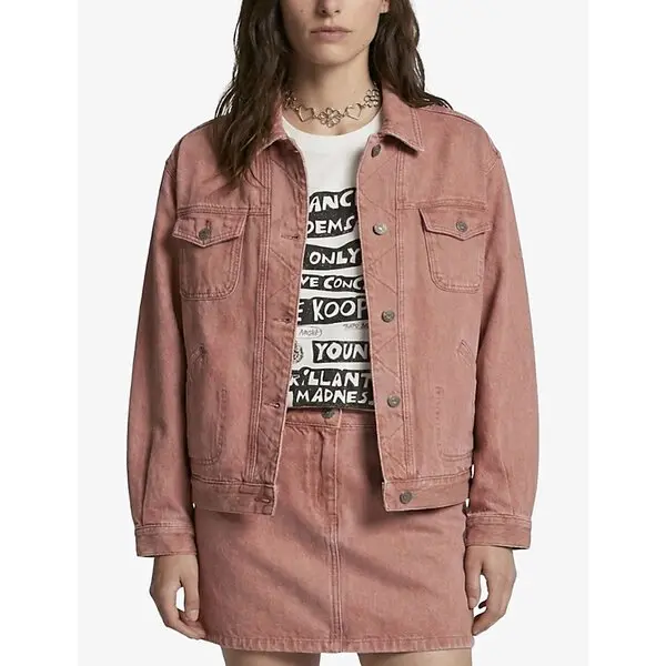 The Kooples Oversized Fit Short Denim Jacket