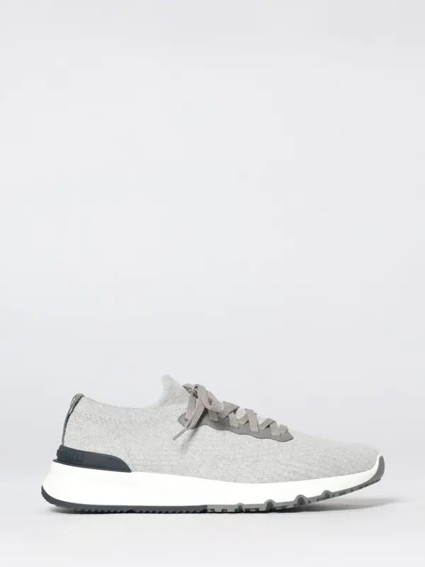 Brunello Cucinelli Lace-up Knit Sneakers - Grey
