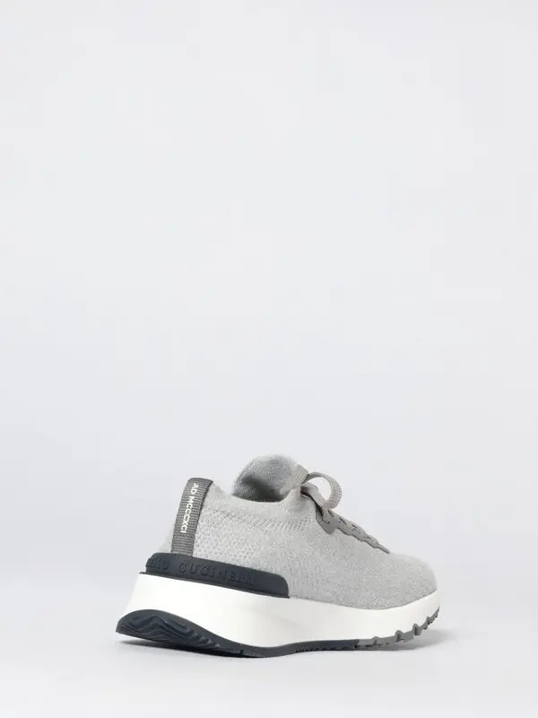 Brunello Cucinelli Stretch Cotton Knit Lace-up Sneakers - Grey