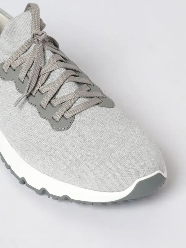 Brunello Cucinelli Stretch Cotton Knit Lace-up Sneakers - Grey