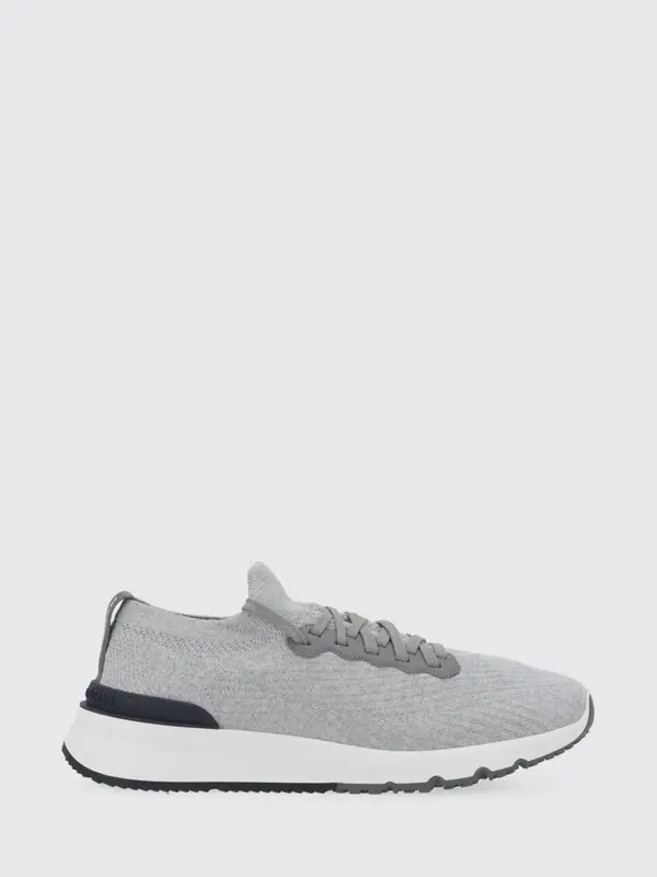 Brunello Cucinelli Stretch Cotton Knit Lace-up Sneakers - Grey