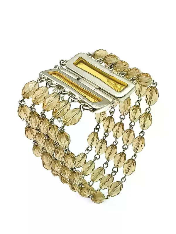 Givenchy 1990s Citrine Glass Beaded Bracelet - Silver