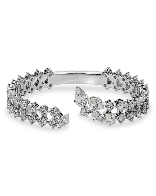 Nadri Riviera Cz Bypass Statement Hinge Bracelet - Rhodium