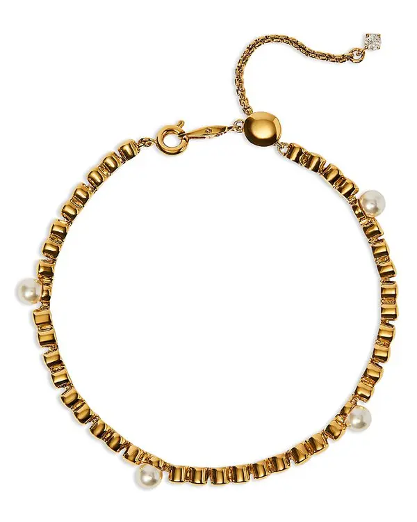 Nadri Esme Imitation Pearl Slider Bracelet - Gold