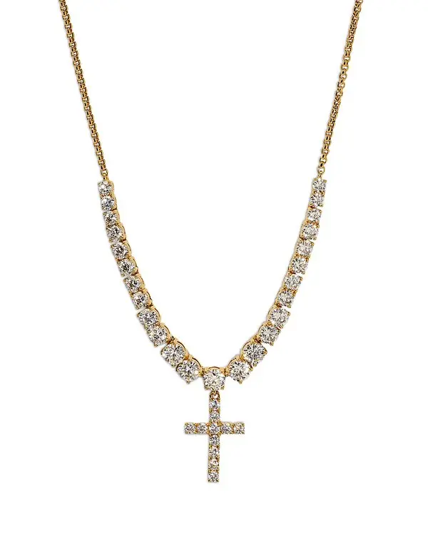 Nadri Astrid Cubic Zirconia Cross Necklace - Gold