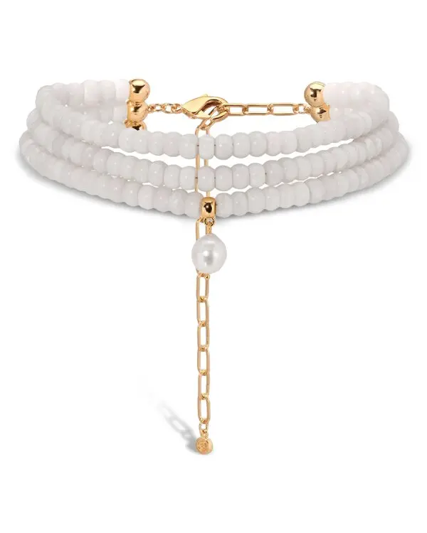 Ettika Marina Cultured Freshwater Pearl Multi Row Choker Necklace
