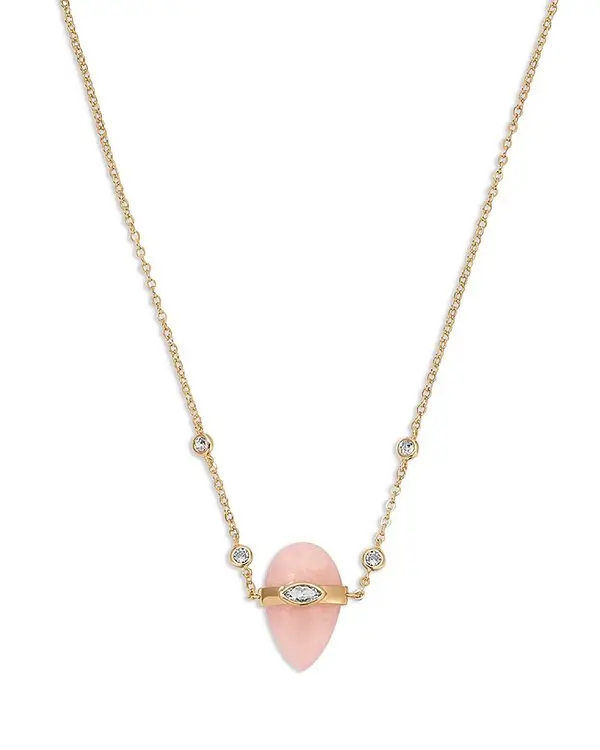 Ettika Solstice Pave & Stone Pendant Necklace - Rose Quartz