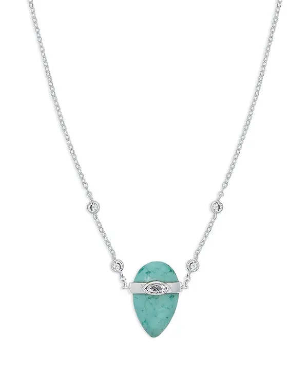 Ettika Solstice Pave & Stone Pendant Necklace - Turquoise/silver