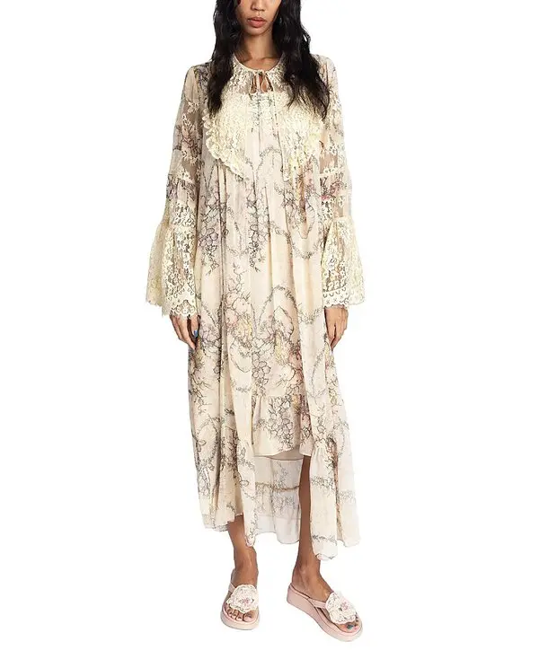 Anna Sui Spirit Bloom Chiffon Peignoir - Linen Multi