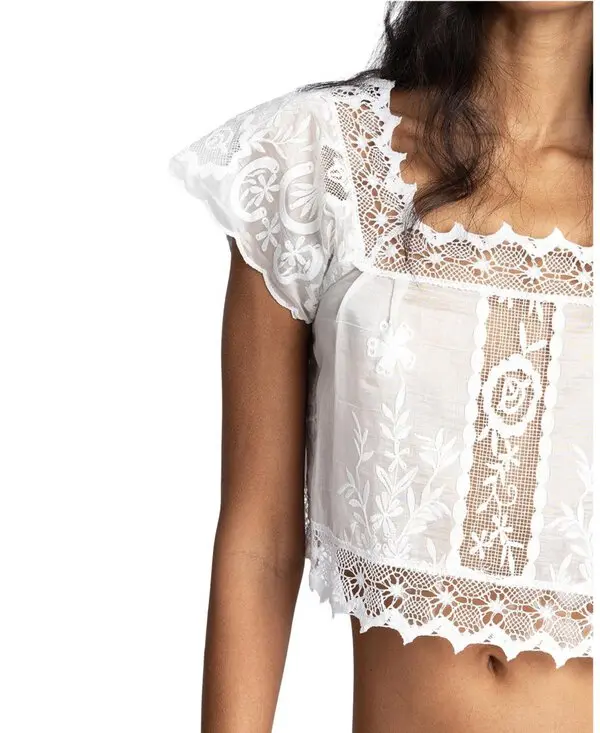 Anna Sui Cottage Rose Lace Cropped Top