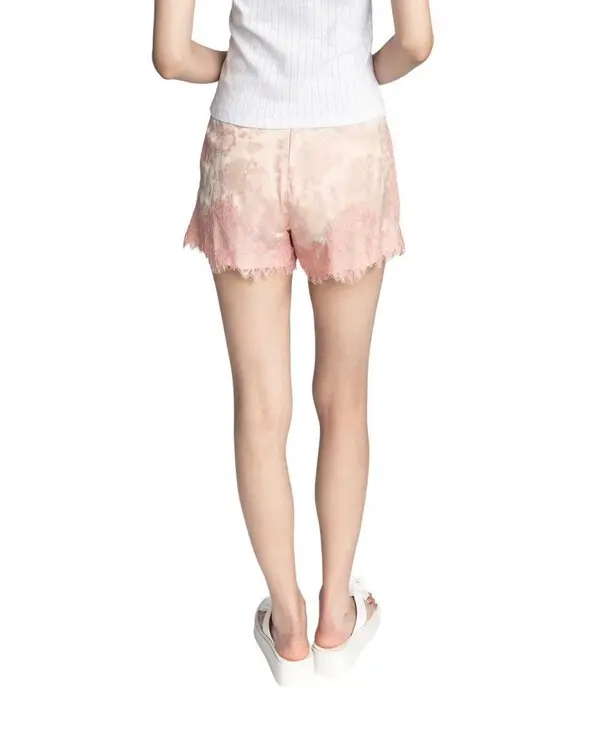 Anna Sui Damask Rose Brocade Shorts With Lace Detailing