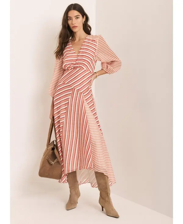 Mint Velvet Striped Panelled Midi Dress