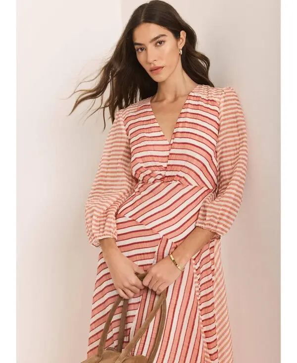 Mint Velvet Striped Panelled Midi Dress