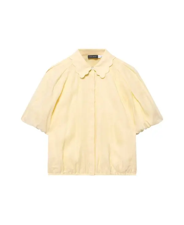 Mint Velvet Puff Sleeve Shirt With Scallop Trim Collar