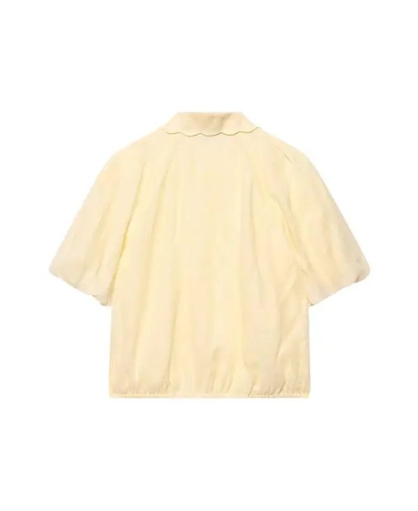 Mint Velvet Puff Sleeve Shirt With Scallop Trim Collar
