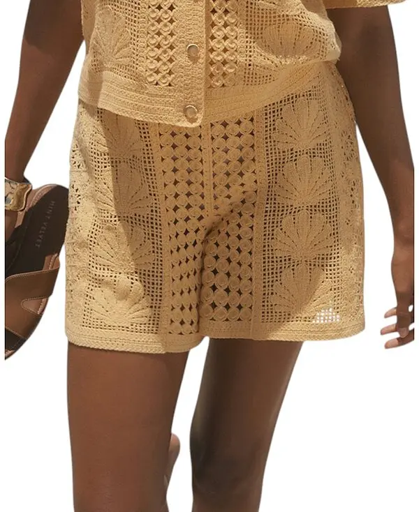 Mint Velvet Cotton Blend Crochet Shorts