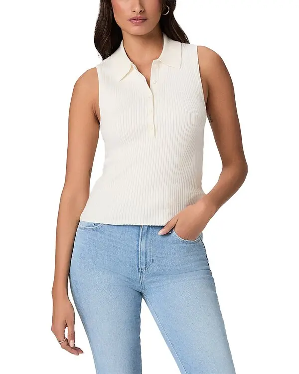 Paige Vesta Sleeveless Polo Top - Ivory