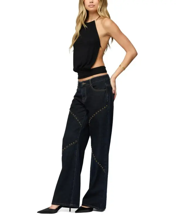EDIKTED Chain Backless Halter Top - Black