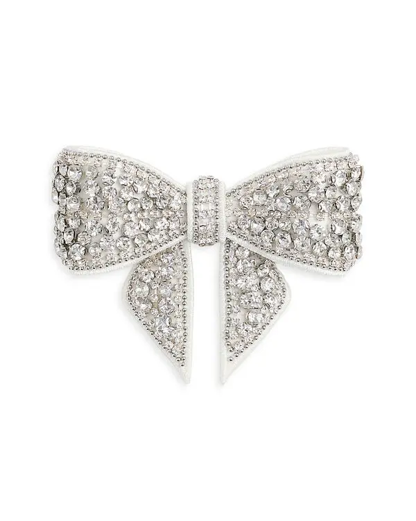 SELF-PORTRAIT Crystal Embellished Bow Hair Clip - Silver