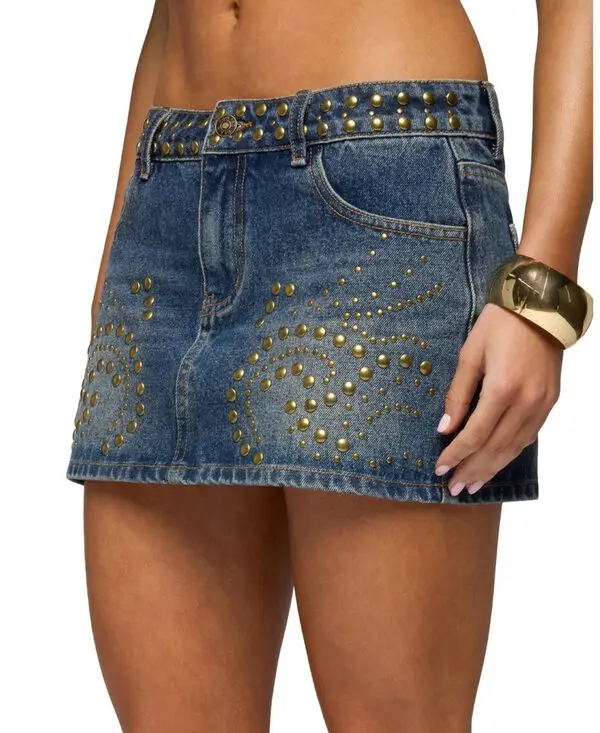 EDIKTED Libbey Studded Denim Mini Skirt