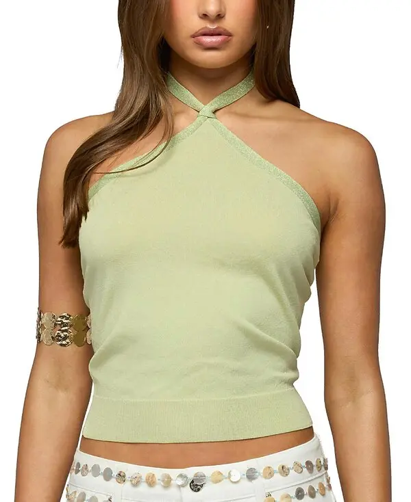 EDIKTED Paradiso Knit Halter Top - Green