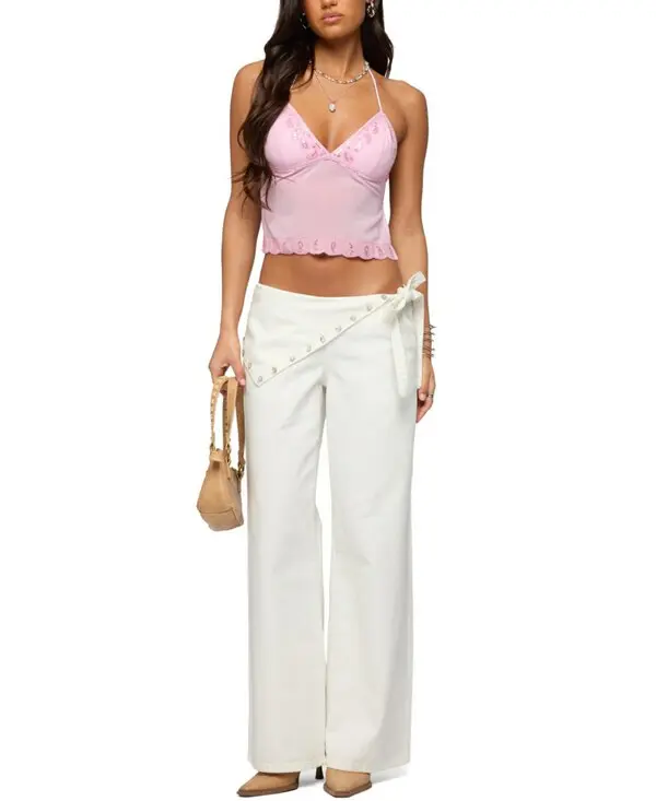EDIKTED Allise Backless Sequin Halter Top