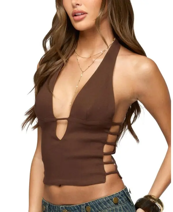 EDIKTED Aneera Plunging Halter Top