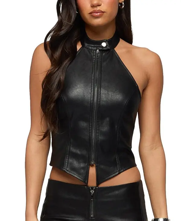 EDIKTED Diana Zip Up Halter Top
