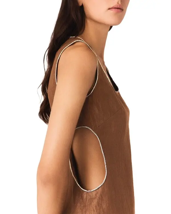 Maje Linen Blend Cut-out Mini Dress
