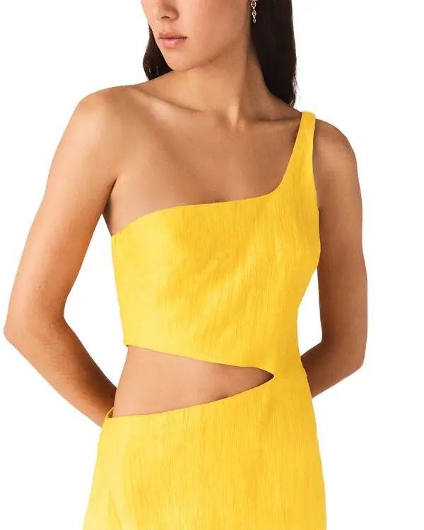 Maje Asymmetrical Linen Blend Maxi Dress